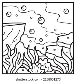 Under Ocean Under Sea Outline Vector Stock Vector (Royalty Free ...
