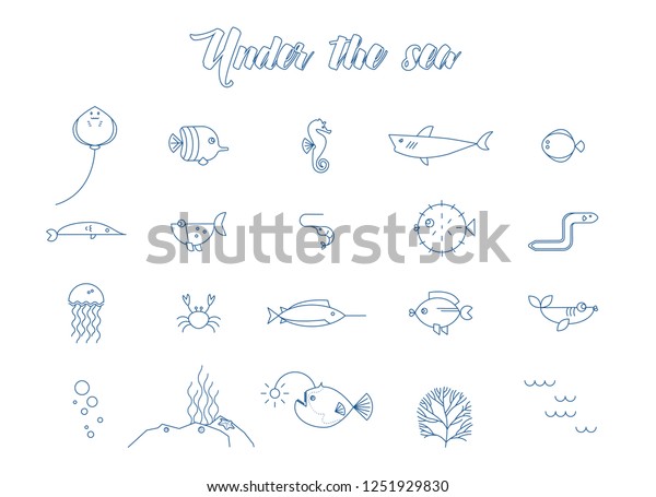 Under Sea Icon Set Stock Vector (Royalty Free) 1251929830
