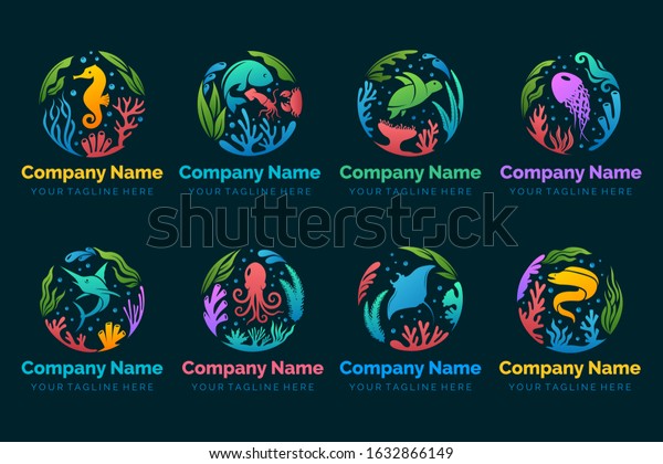 Under Sea Logo Collection Gradient Colours Stock Vector (Royalty Free ...