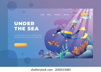 Under Sea Vector Landing Page Stock Vector (Royalty Free) 2050515083 ...