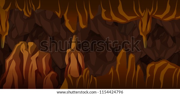 Underground Cavern Landscape Scene Illustration Stock Vector (Royalty ...