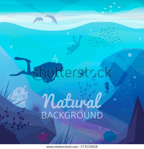 Underwater Diving Infographics Natural Background Landscape Stock ...