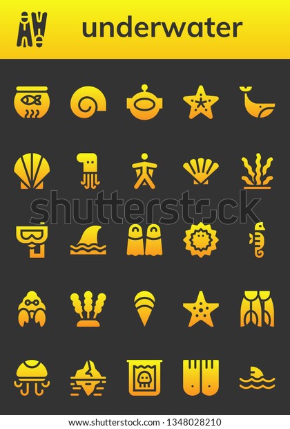 Underwater Icon Set 26 Filled Underwater Stock Vector (Royalty Free ...