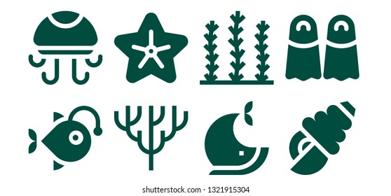 Underwater Icon Set 8 Filled Underwater Stock Vector (Royalty Free ...