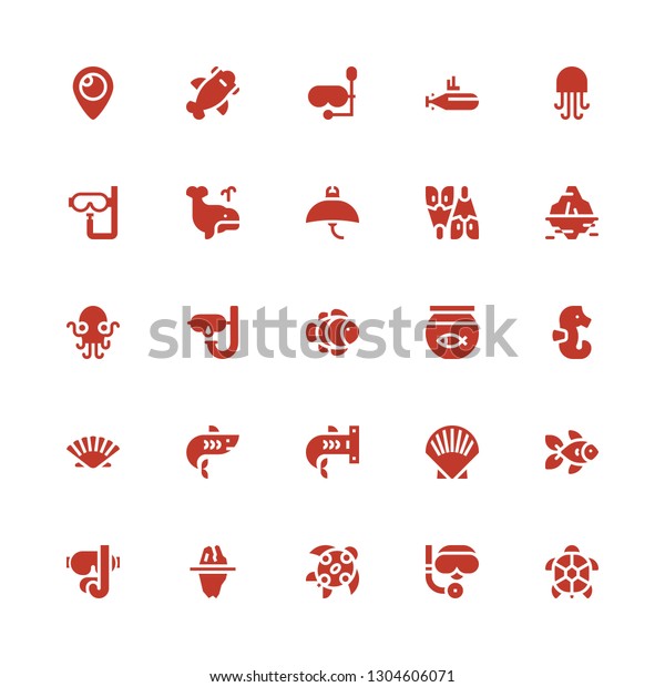 Underwater Icon Set Collection 25 Filled Stock Vector (Royalty Free ...