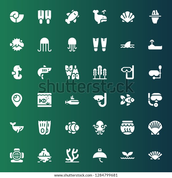 Underwater Icon Set Collection 36 Filled Stock Vector (Royalty Free ...