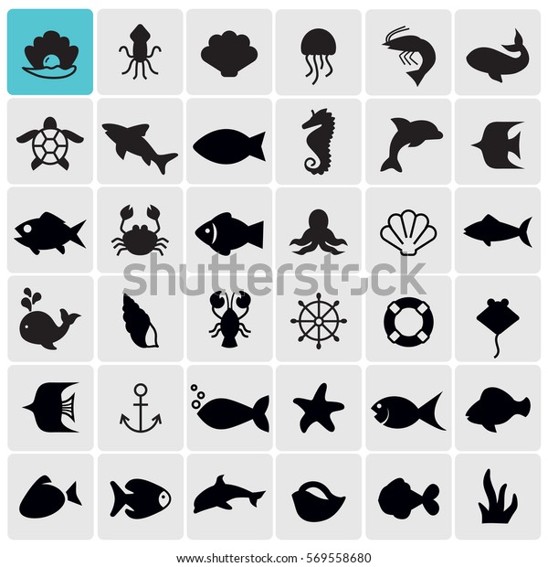 Underwater Icons Stock Vector (Royalty Free) 569558680 | Shutterstock