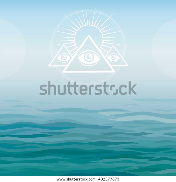 Underwater Pyramids Bermuda Triangle Mystical Symbol Stock Vector ...