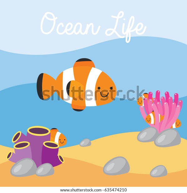 Underwater Scene Cartoon Style Stock Vector (Royalty Free) 635474210 ...