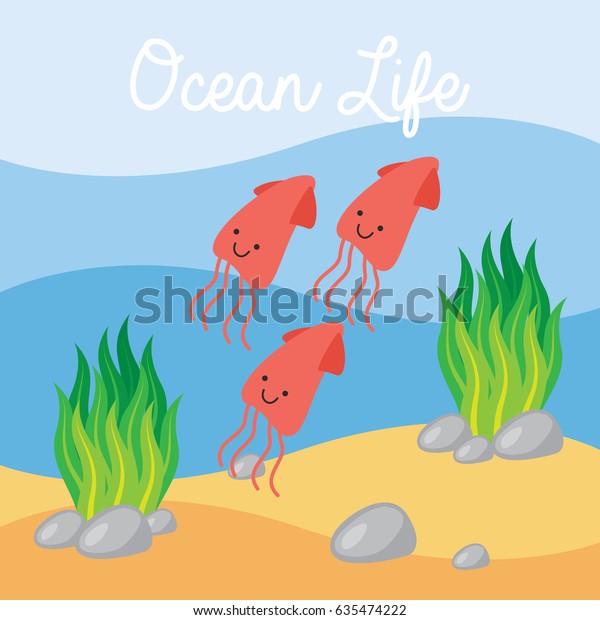 Underwater Scene Cartoon Style Stock Vector (Royalty Free) 635474222 ...