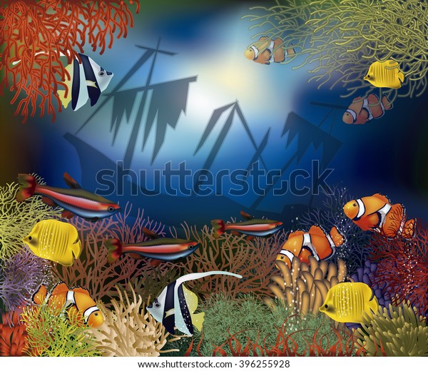 Underwater World Cover Design Vector Illustration Stock Vector (Royalty ...