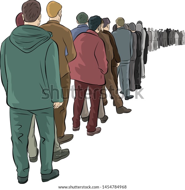 Unemployed People Waiting Line Stock Vector (Royalty Free) 1454784968 ...