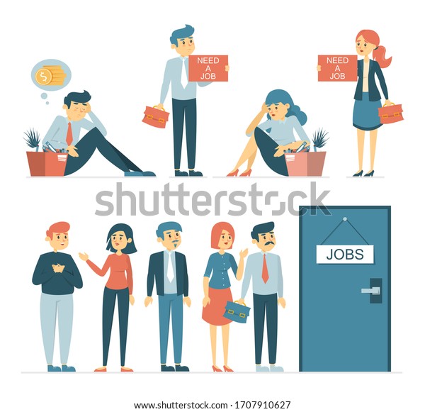 Unemployment Set Vector Isolated Sad Unemployed Stock Vector (Royalty ...