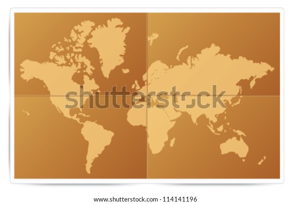 Unfolded Parchment Paper World Map Stock Vector (Royalty Free ...