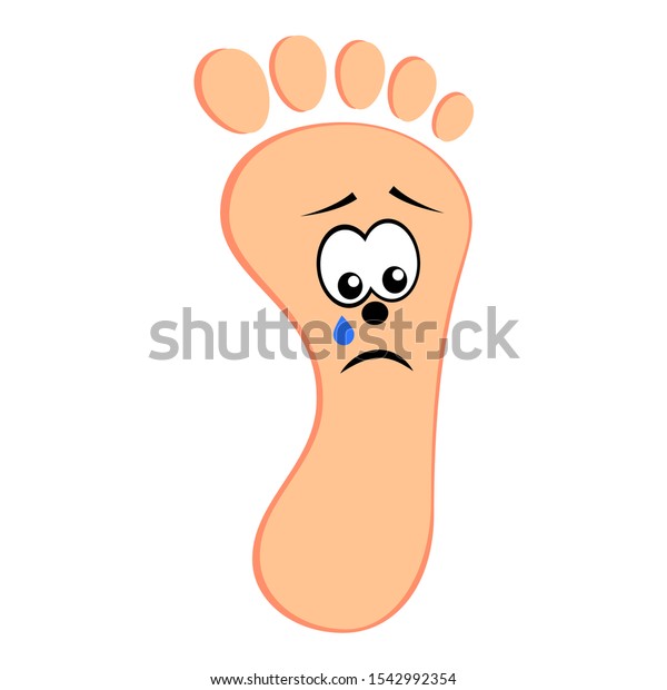 Unhappy Crying Foot Cartoon Vector Illustration Stock Vector (Royalty ...