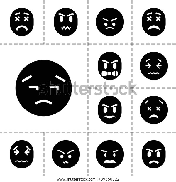 Unhappy Icons Set 13 Editable Filled Stock Vector (Royalty Free ...