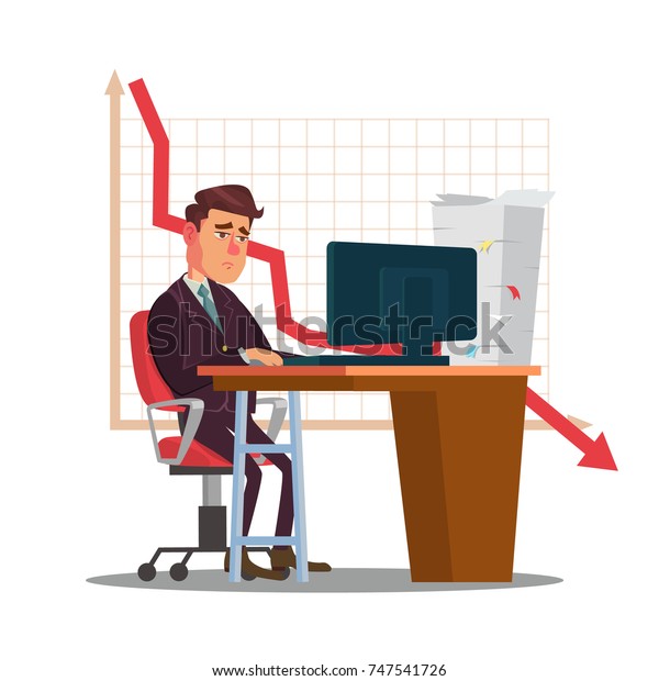 Unhappy Trader Man Vector Trader Desk Stock Vector (Royalty Free ...