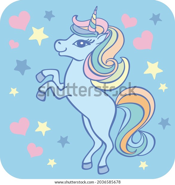 Unicorn Blue Happy Cute Magic Cartoon Stock Vector (Royalty Free ...