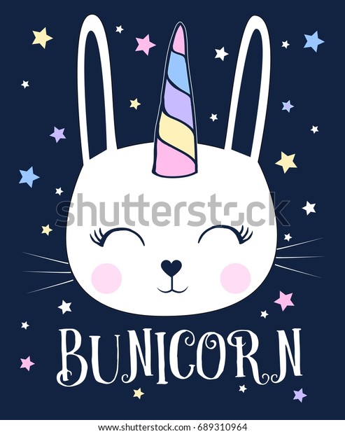 Unicorn Bunny Illustration Vector Stock Vector (Royalty Free) 689310964