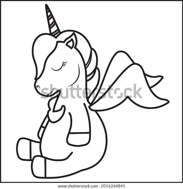 Unicorn Coloring Pages Isolated Outline Coloring Stock Vector (Royalty ...