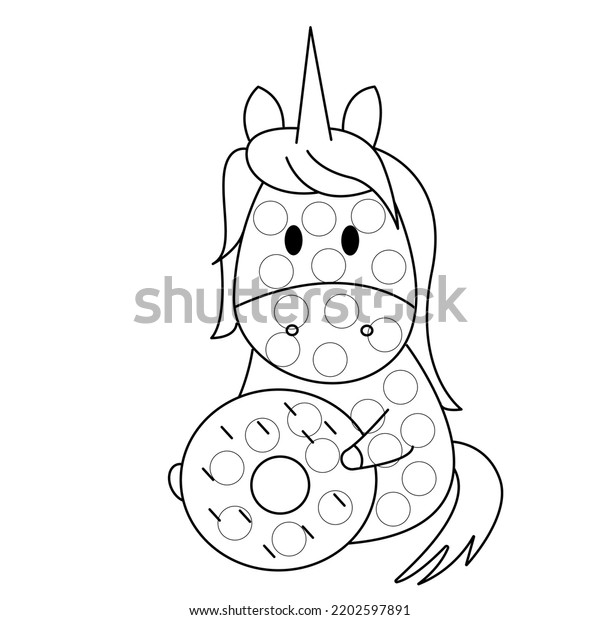 Unicorn Dot Marker Coloring Pages Vector Stock Vector (Royalty Free ...