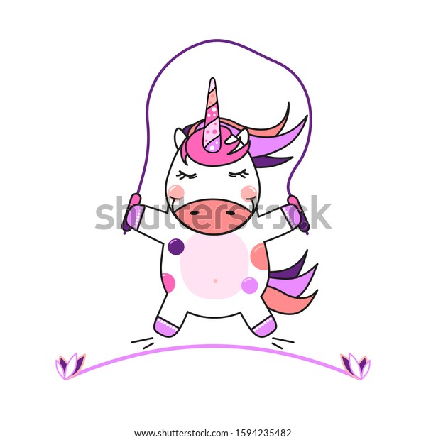 Unicorn Funny Jumping Rope Vector Image Stock Vector (Royalty Free ...
