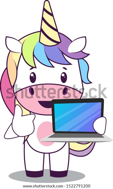 Unicorn Laptop Illustration Vector On White Stock Vector (Royalty Free ...