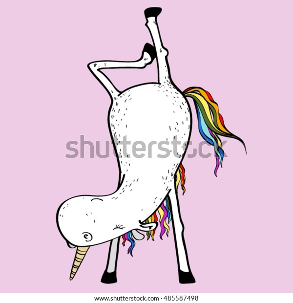 Unicorn Rainbow Tail Performs Handstand Stock Vector (Royalty Free ...