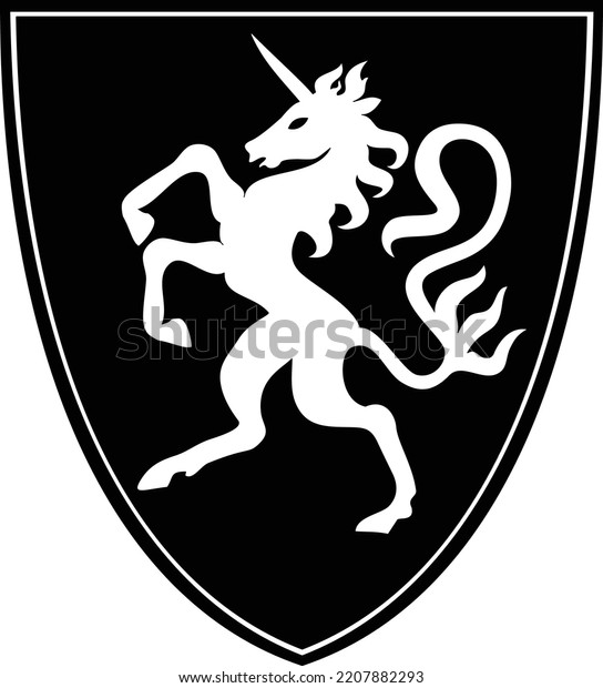 Unicorn Shield Vector Heraldic Ilustration Element Stock Vector ...