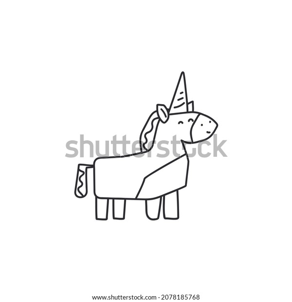 Unicorn Simple Outline Drawing Vector Illustration: Vector có sẵn (miễn ...