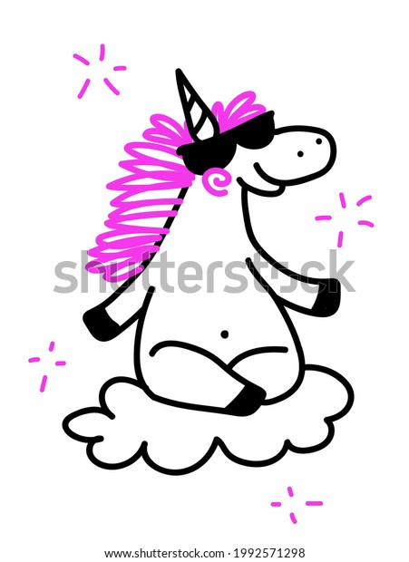Unicorn Sitting On Lotus Pose On Stock Vector (Royalty Free) 1992571298 ...