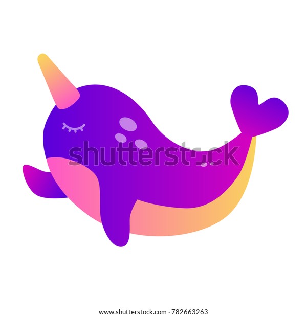 Unicorn Whale Heart Flipper Gradient Vector: vector de stock (libre de ...