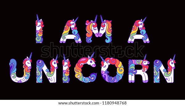 Unicorn Written Unicorn Letters Written By Stock Vector (Royalty Free ...