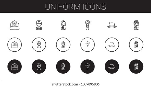 Uniform Icons Set Collection Uniform Cap Stock Vector (Royalty Free ...