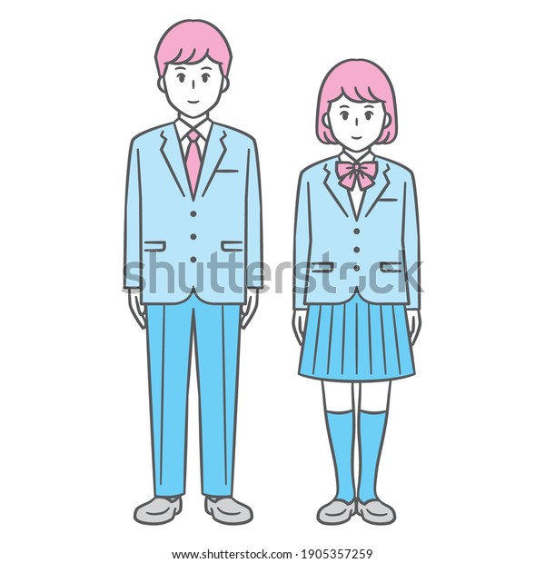 Uniformed Junior Senior High School Boys Stock Vector (Royalty Free ...