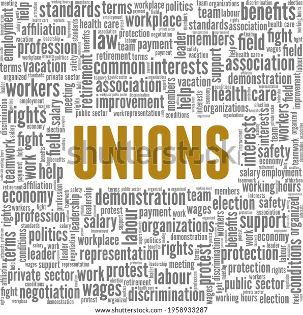 Unions Vector Illustration Word Cloud Isolated Stock Vector (Royalty ...