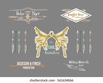 Unique Boho Set Logos Poster Banner Stock Vector (Royalty Free ...