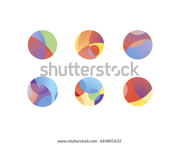 Unique circle logo icons or symbols with geometric curved shapes ...