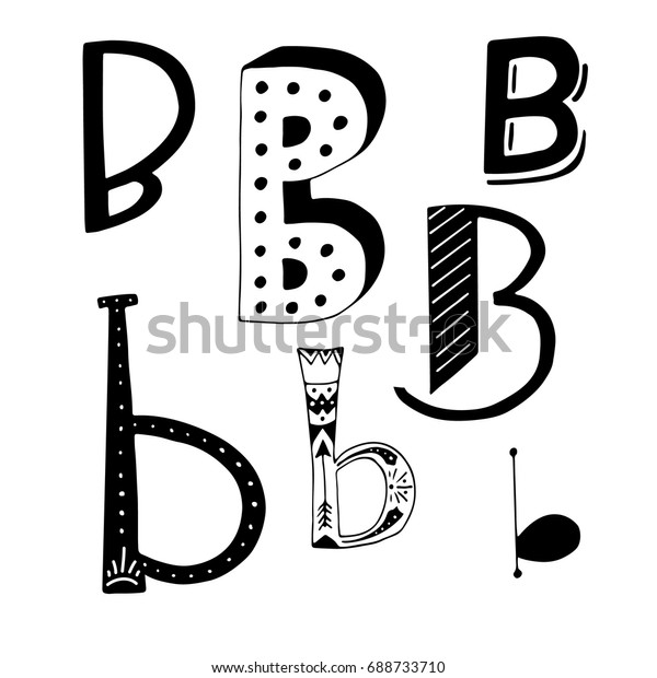 Unique Collection Hand Drawn Letter B 스톡 벡터(로열티 프리) 688733710 ...