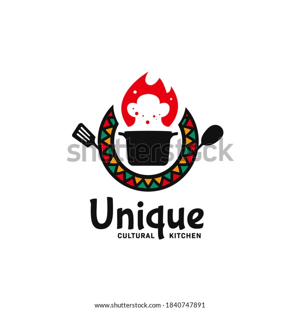 Unique Cultural Kitchen Logo Icon Badge: vetor stock (livre de direitos ...