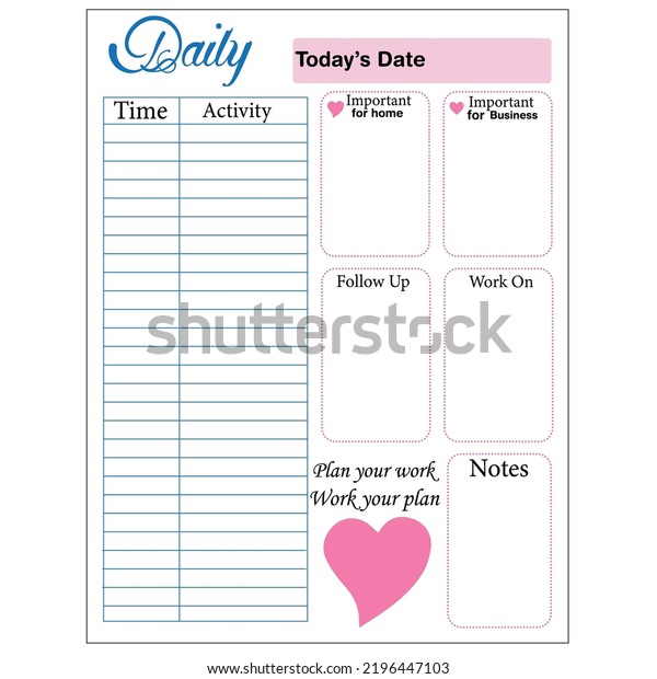 Unique Daily Planner Kids Stock Vector (Royalty Free) 2196447103 ...