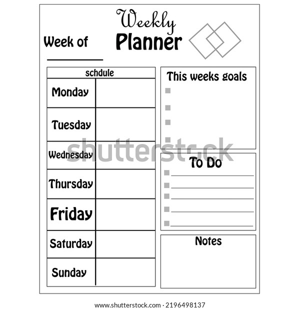 Unique Daily Planner Kids Stock Vector (Royalty Free) 2196498137 ...