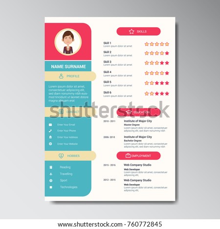 Unique Flat Color Curriculum Vitae Design Stock Vector (Royalty Free ...