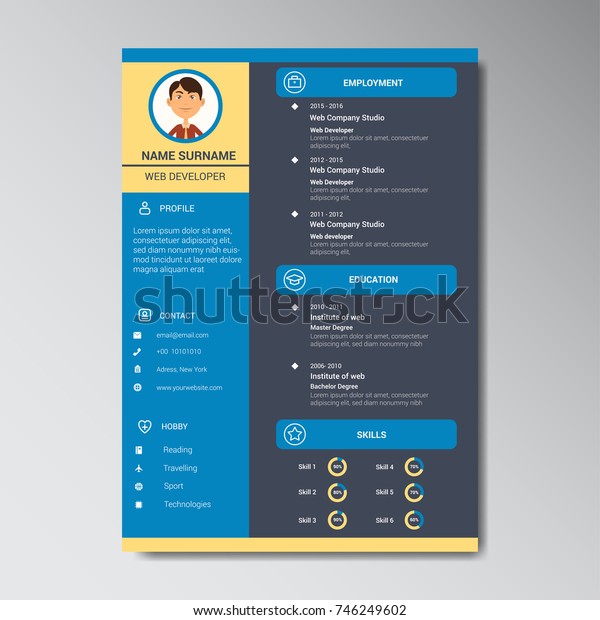 Unique Flat Color Curriculum Vitae Design Stock Vector (Royalty Free ...