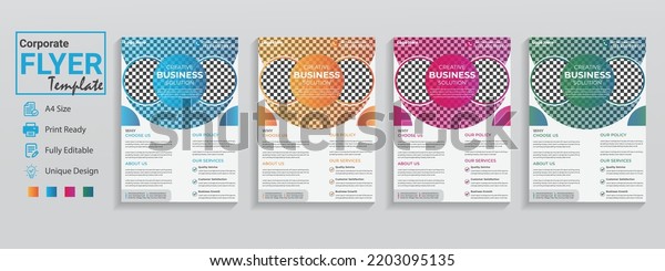 Unique Flyer Templates Set 4 Design Stock Vector (Royalty Free ...