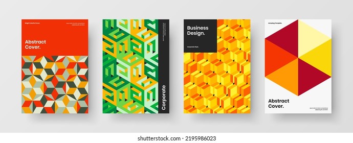 Unique Geometric Hexagons Placard Layout Composition Stock Vector ...