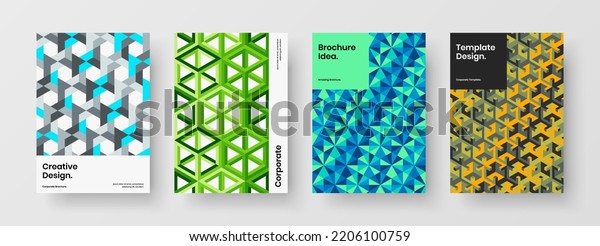 Unique Geometric Tiles Leaflet Layout Set Stock Vector (Royalty Free ...