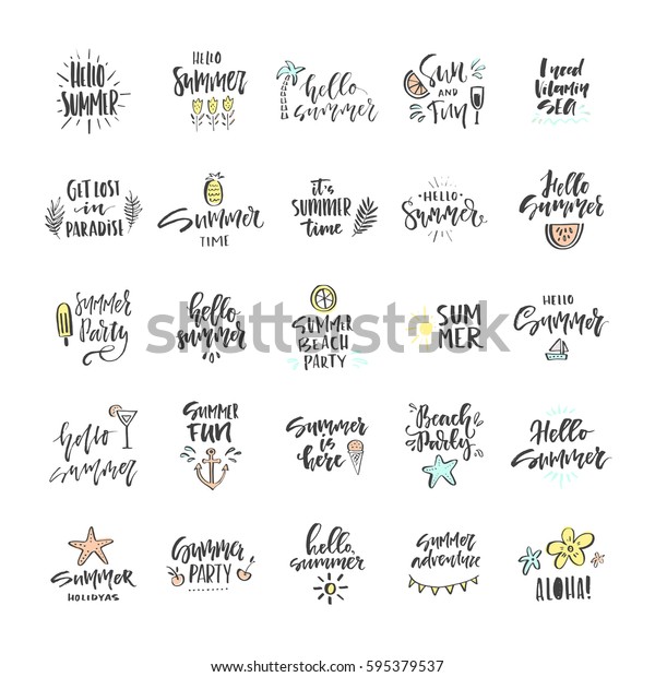 Unique Hand Lettering Design Summer Symbols Stock Vector (Royalty Free ...