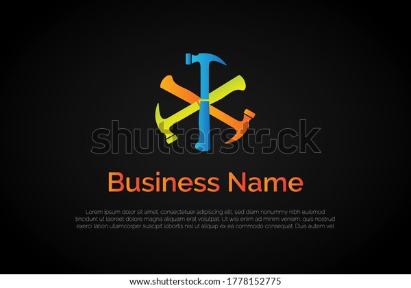 Unique Propeller Hammer Logo Template Initial Stock Vector (Royalty ...