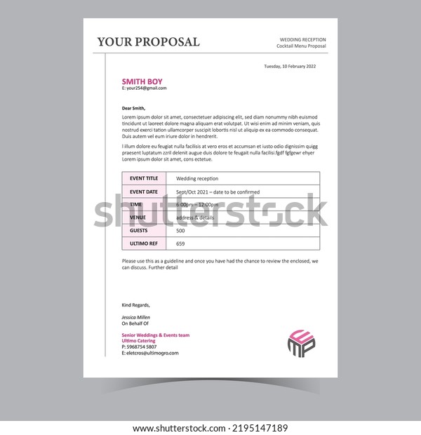 Unique Proposal Business Letterhead Design Stock Vector (Royalty Free ...